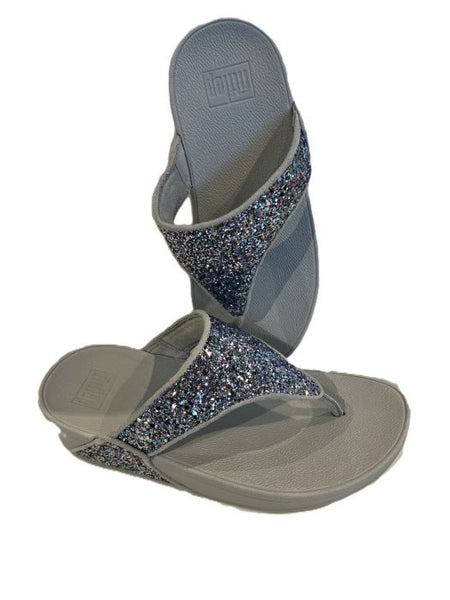 FitFlop Lulu Multi-Tonal Glitter Toe-Post Sandals Quiet Blue | Coconut Creek Gift Shop