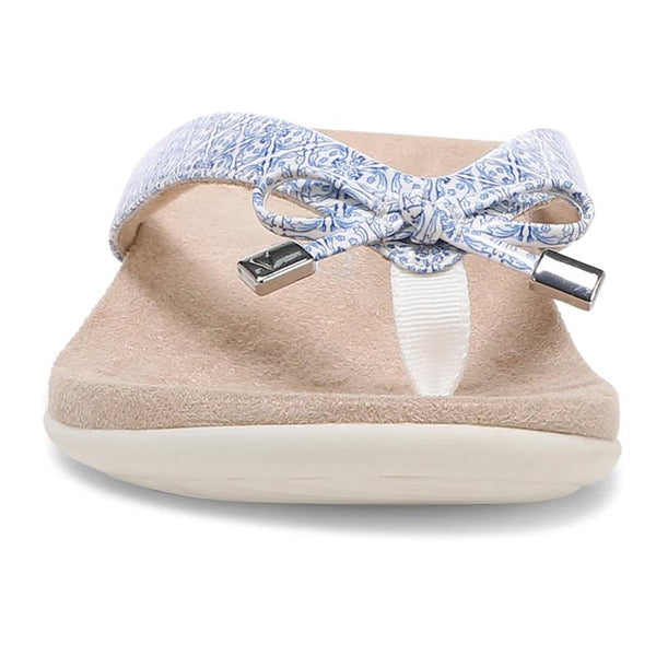 Vionic Bella Toe-Post Sandal in White Print | Coconut Creek Gift Shop